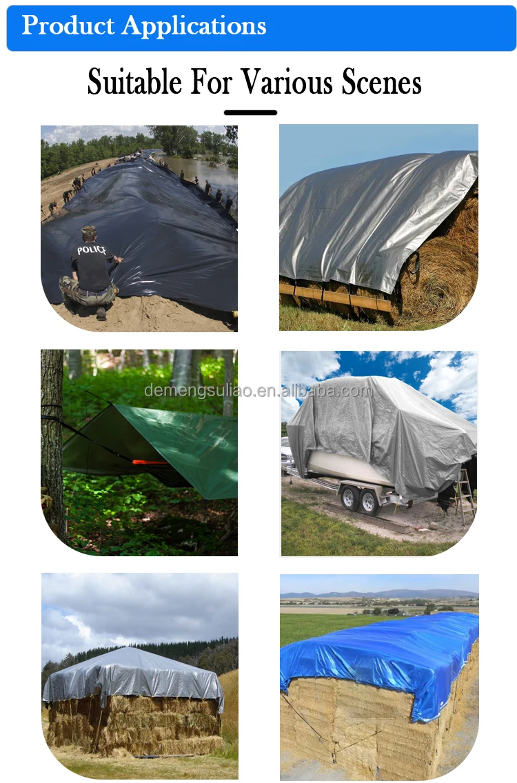 Blue Silver Pe Tarpaulin Sheet Tent Shelter Waterproof Fabric For ...