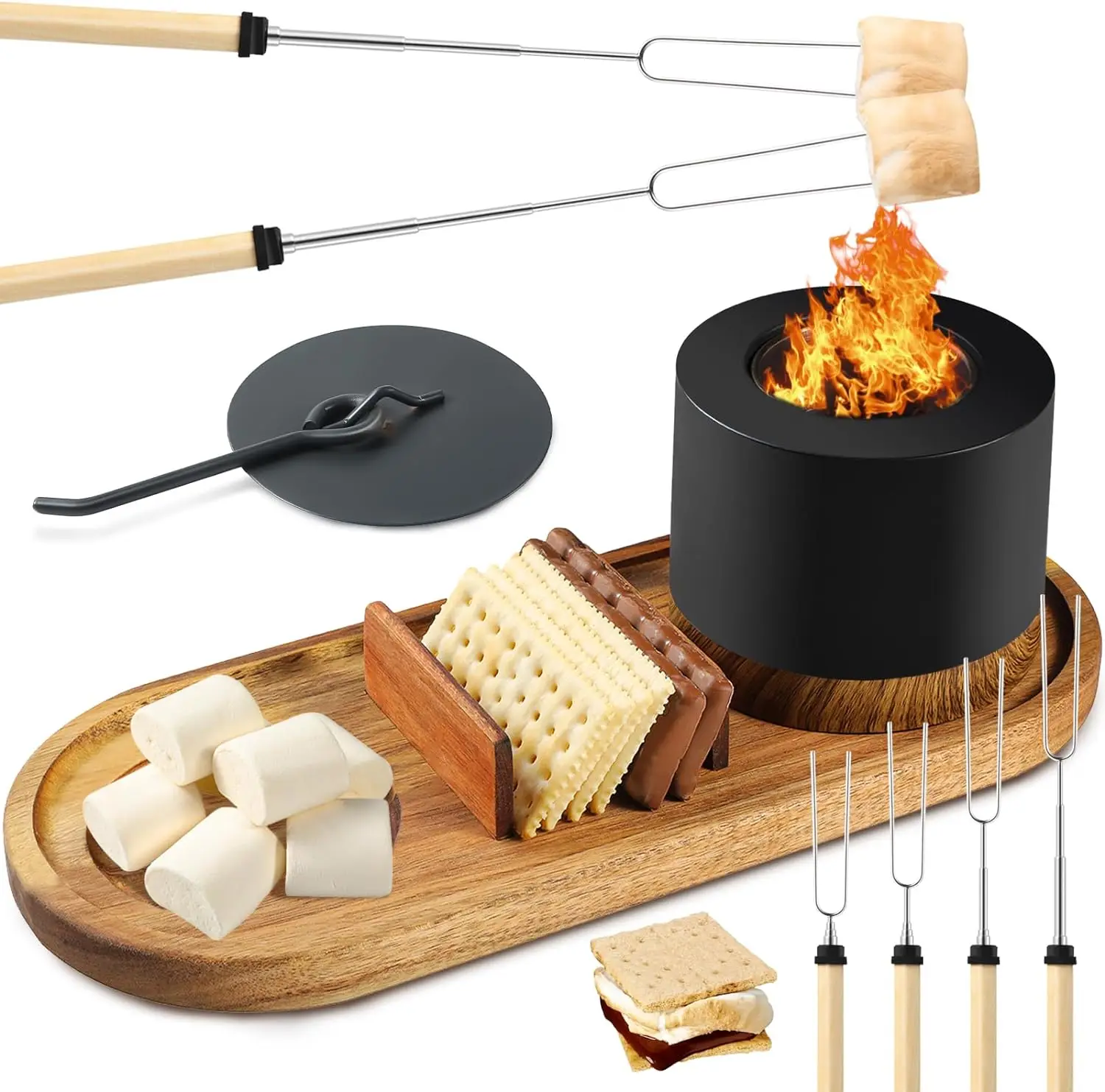 New Indoor Smores Kit With 4 Roasting Sticks,Tabletop Smores Maker With ...