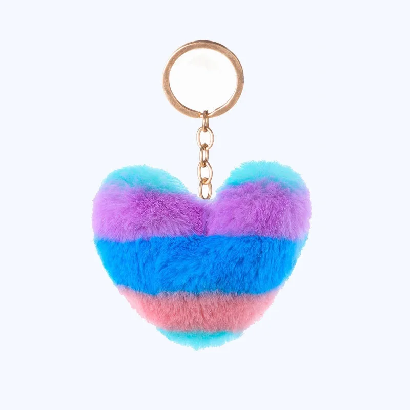 Fluffy Ball Keychain Pom Pom Puff Fur Balls Heart Fur Key Chain - Buy ...
