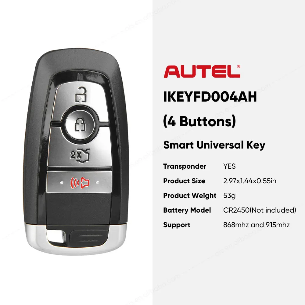 Autel Ikeyfd004ah Ikey 4 Buttons Smart Key For Ford Used With Altra Car ...