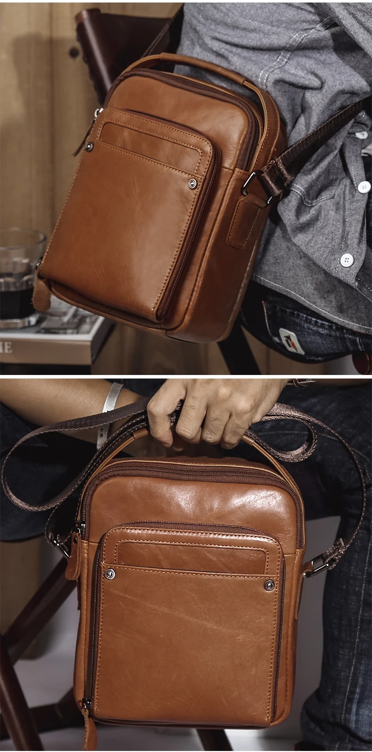 Casual Fashion Genuine Leather Crossbody Sling Shoulder Bags Men ...