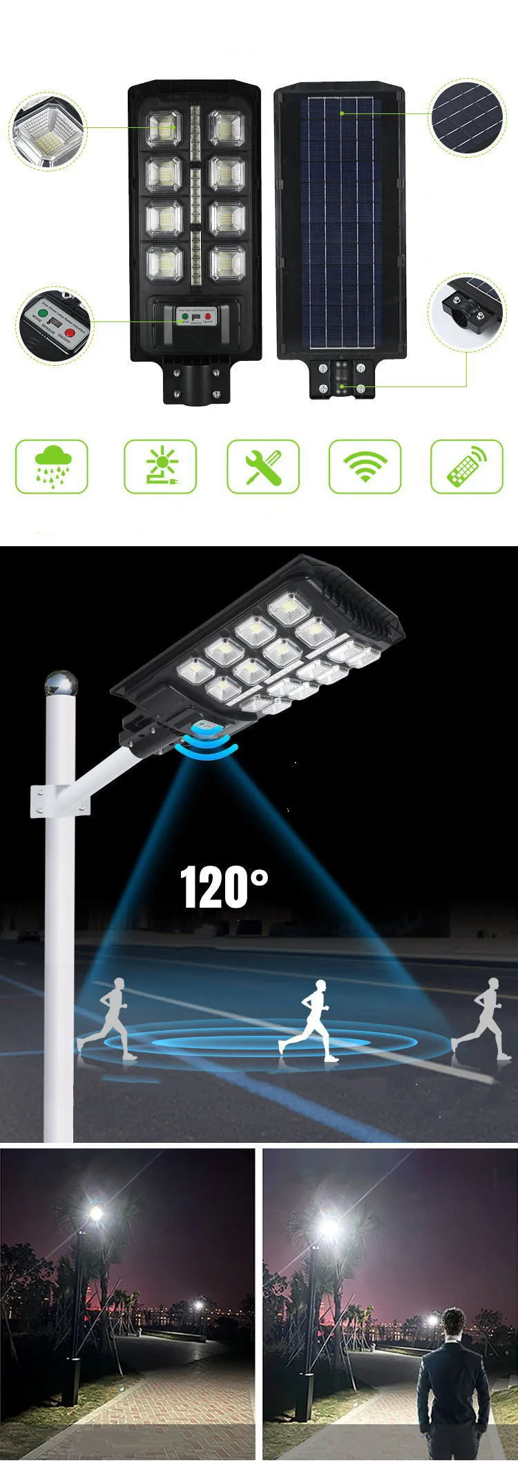 Waterproof All In One 100w200w400w Abs Outdoor Street Lights Remote ...