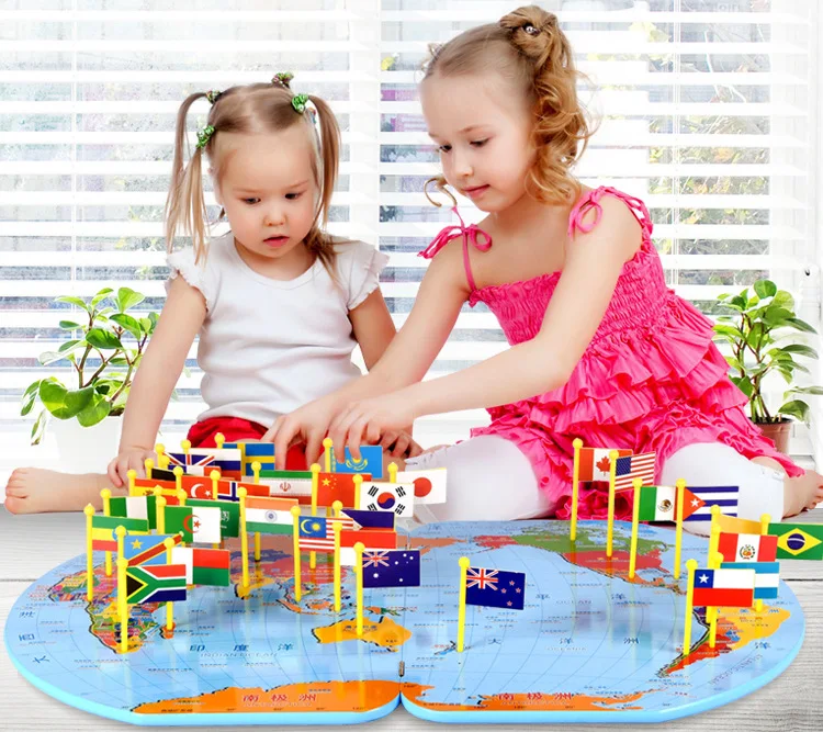Cartography Map Geographic Knowledge Learning Wooden World Map Learning ...