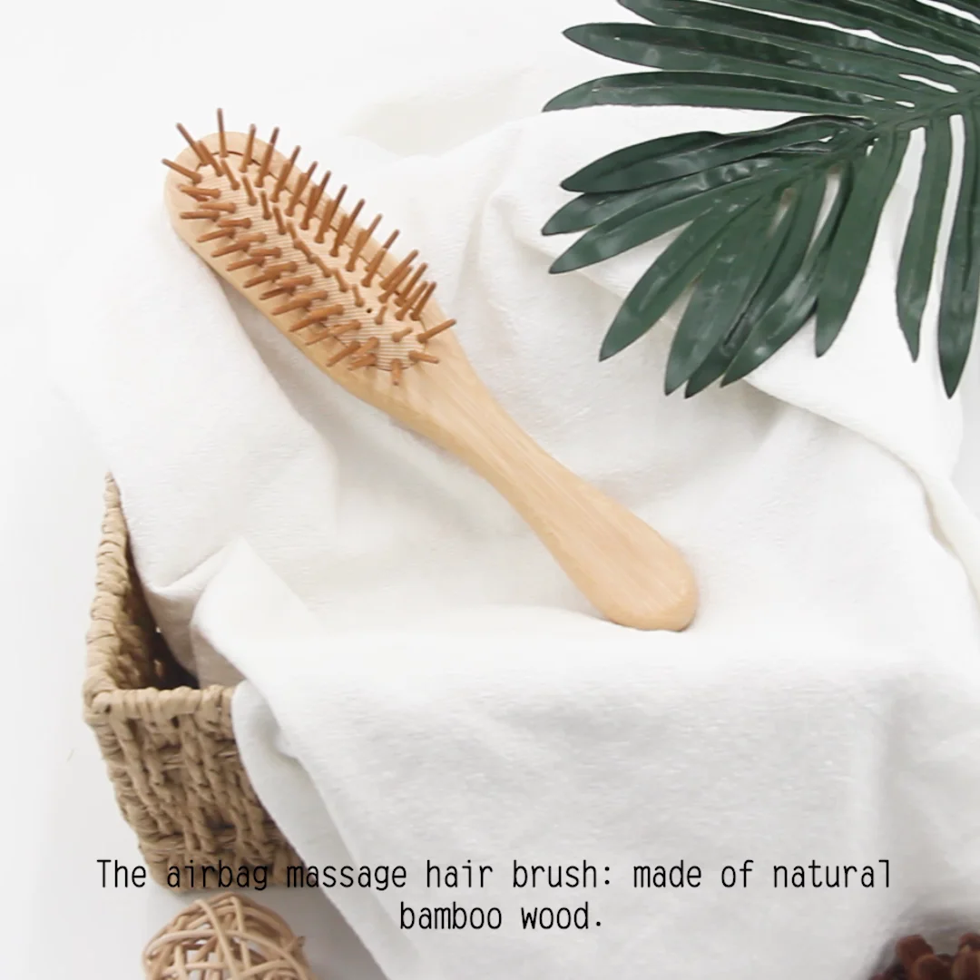 Cushion And Paddle Detangler Natural Bamboo Bristle Hair Scalp Massager Brush Massage Comb Bamboo