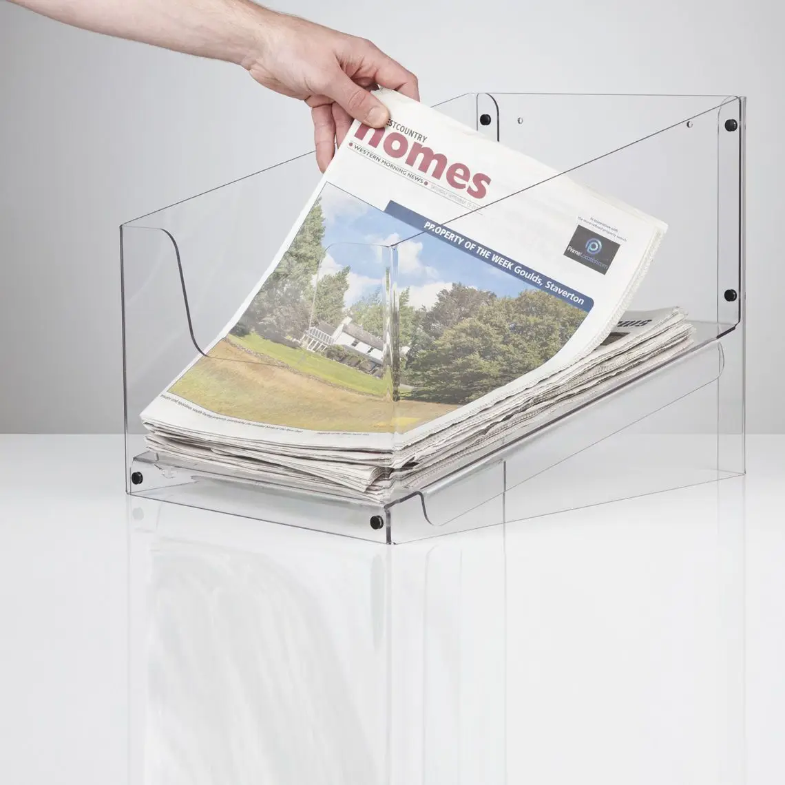 Acrylic Newspaper Display Stands - Eco-Friendly & Stylish