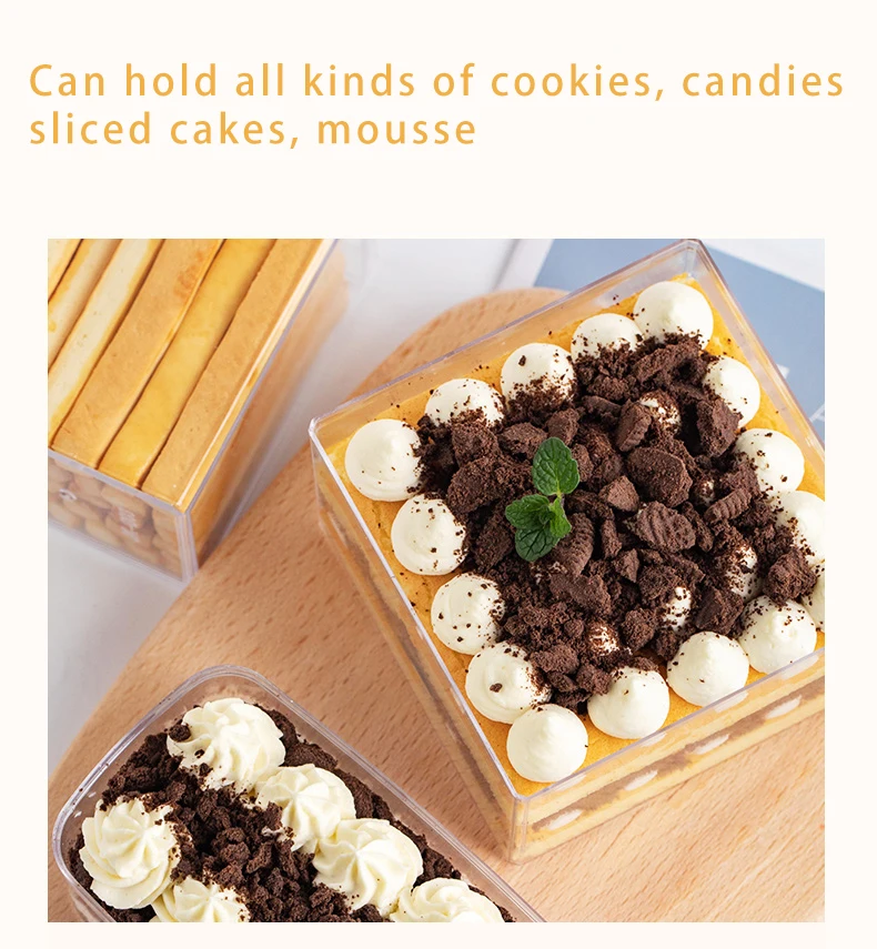 Wholesale Custom Size Transparent Square PS Tiramisu Dessert Container ...