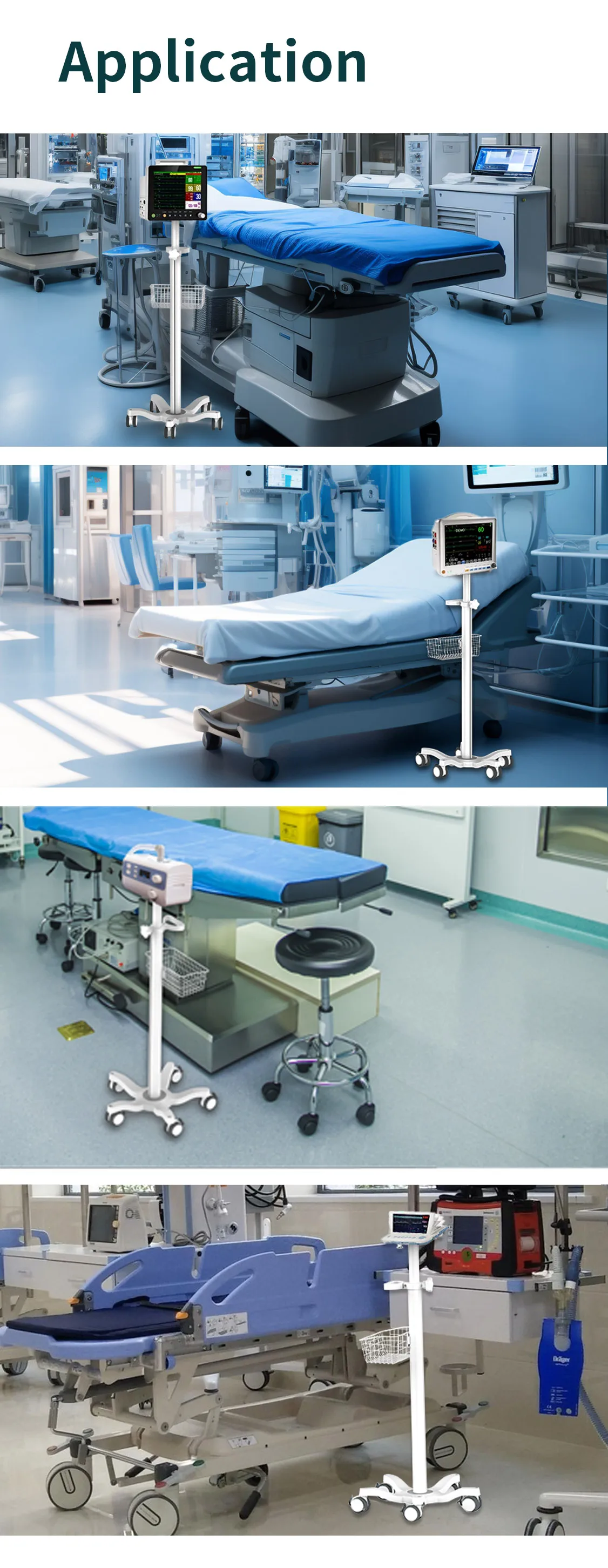 Modern White Height Adjustable Multi-Functional Mobile Hospital Trolley ...