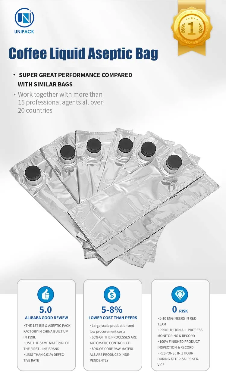 Unipack 1 Custom Aseptic Aluminum Foil Packaging Bib Bag In Box Four-side Sealing Vacuum Pouch ...