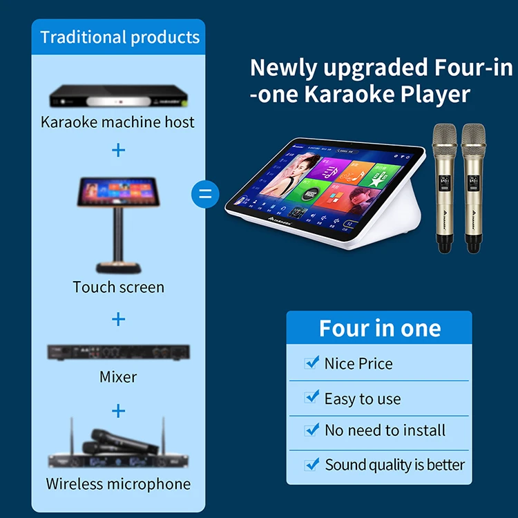 Professional Portable Inandon Karaoke System 15.6 Touch Screen Karaoke ...