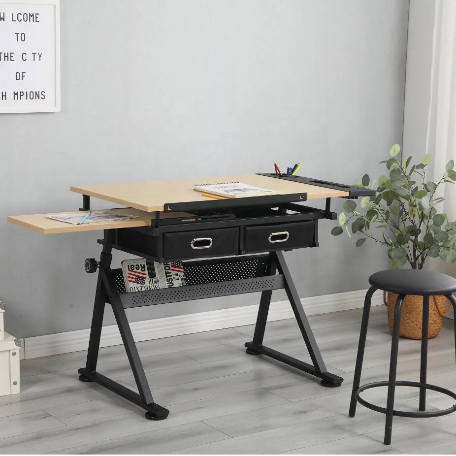 Adjustable Height Wooden Engineering Drawing Table