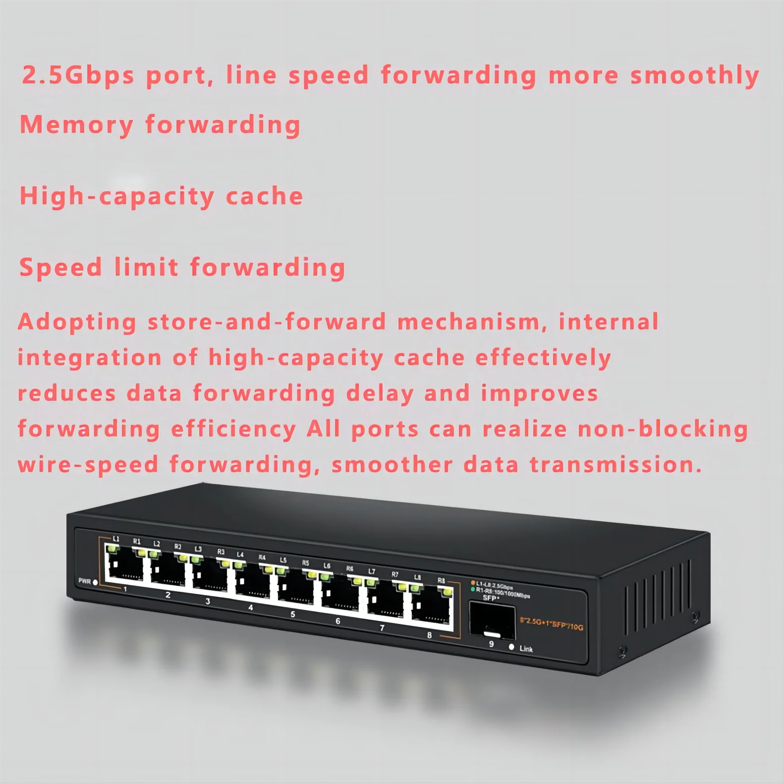 AIELITE Ethernet Switch - 8port Fiber Optic Converter 10gbps