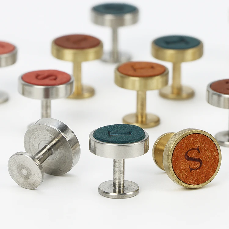 Personalized Custom Leather Tip Initials Cufflink Clothes Button Cuff ...