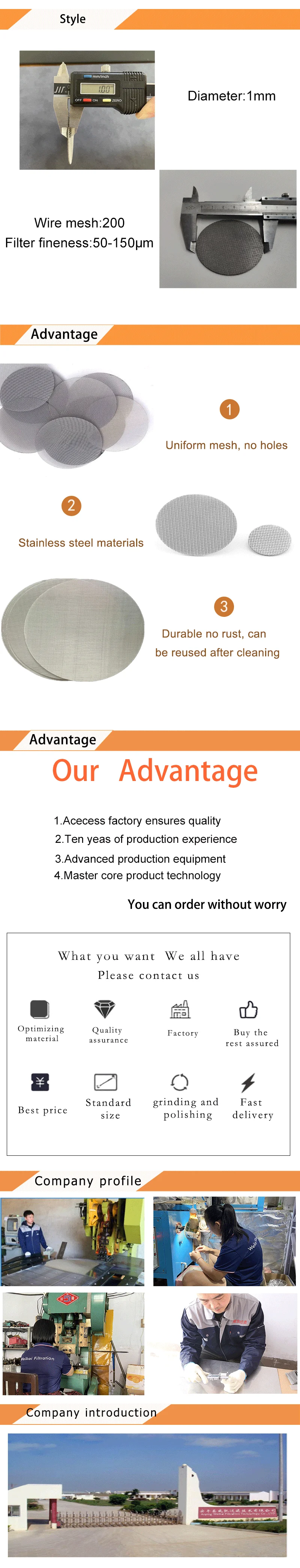 304 316 Stainless Steel 30 50 60 80 100 Mesh Screen Filter Discs - Buy ...