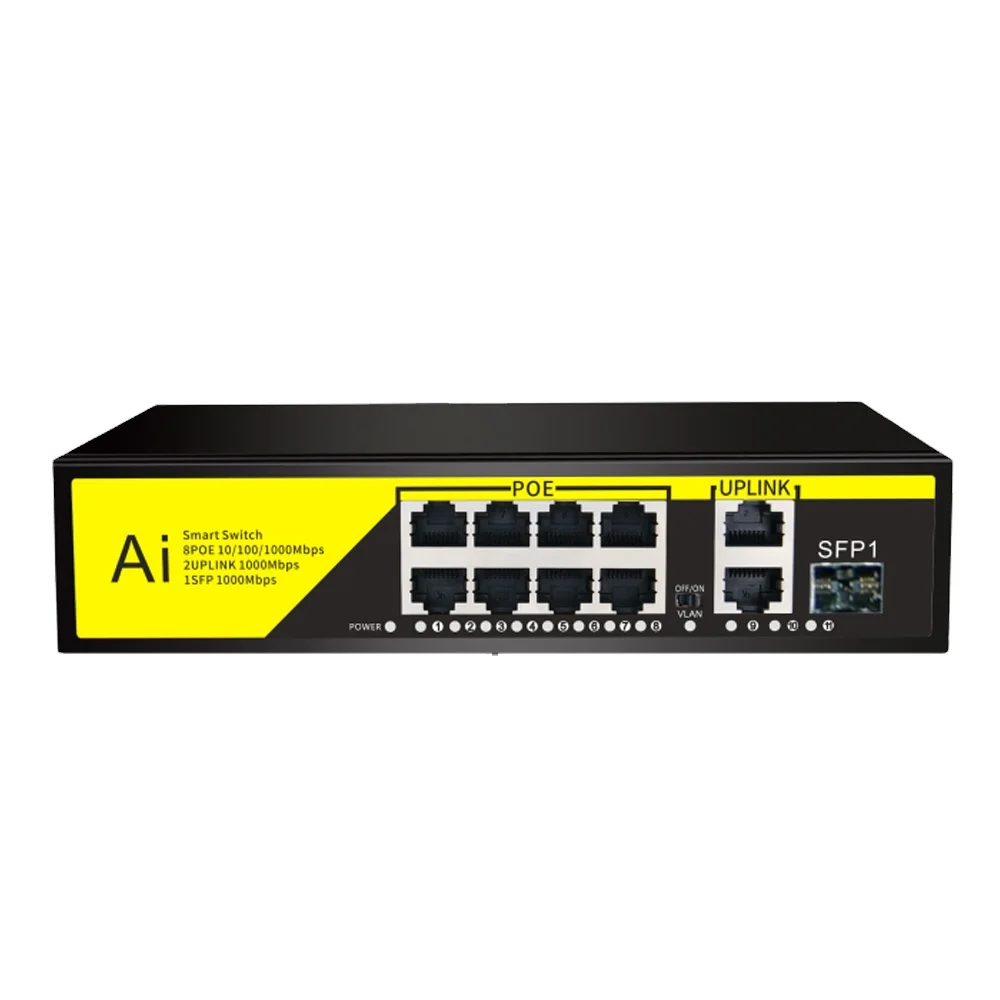 8-Port 20G Full Duplex Gigabit POE Switch 08G21GB 8+2+1 Uplink SFP RJ45 10/100/1000 Mbps for AP ...