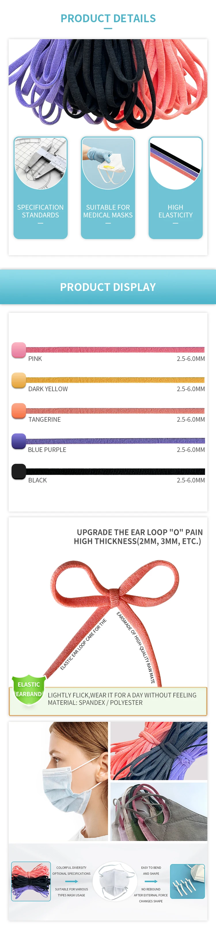 4 Mm Width Round Shape Elastic Drawstring Band For Fitness Suits - Buy ...