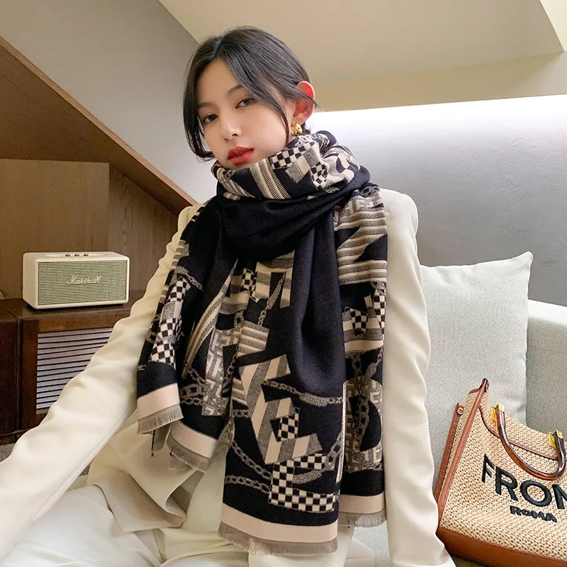 2022 Winter Latest Design Style Women Horse Jacquard Scarf Pashmina ...