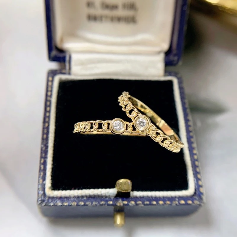 18k 14k 9k Gold Diamond Ring Female Niche Design Temperament With Light ...