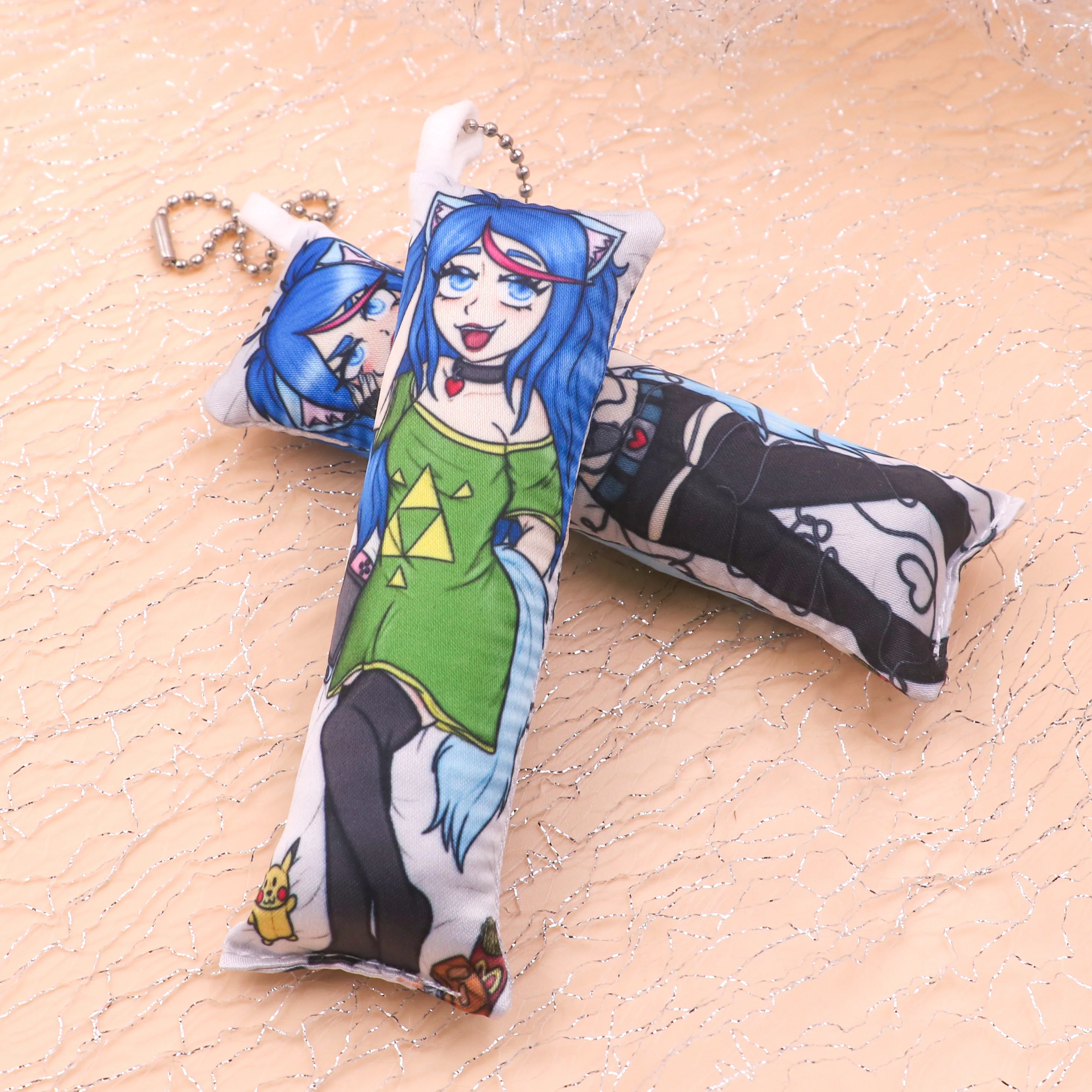 Customized Anime Girl Double-sided Pillow Keychain Mini Aillow Keychain ...