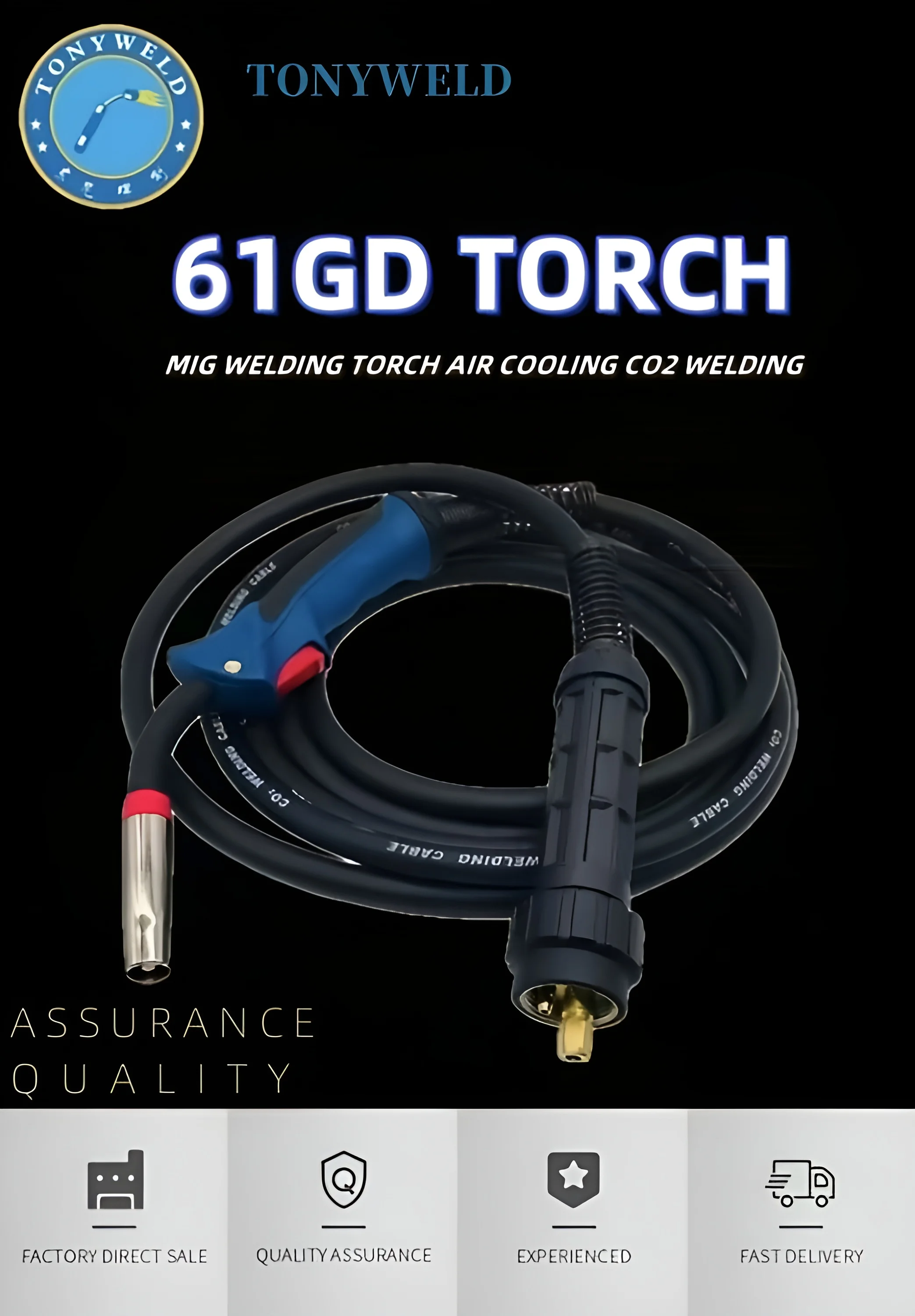500A Air Cooled MIG CO2 Welding Torch - 61GD Welding Gun