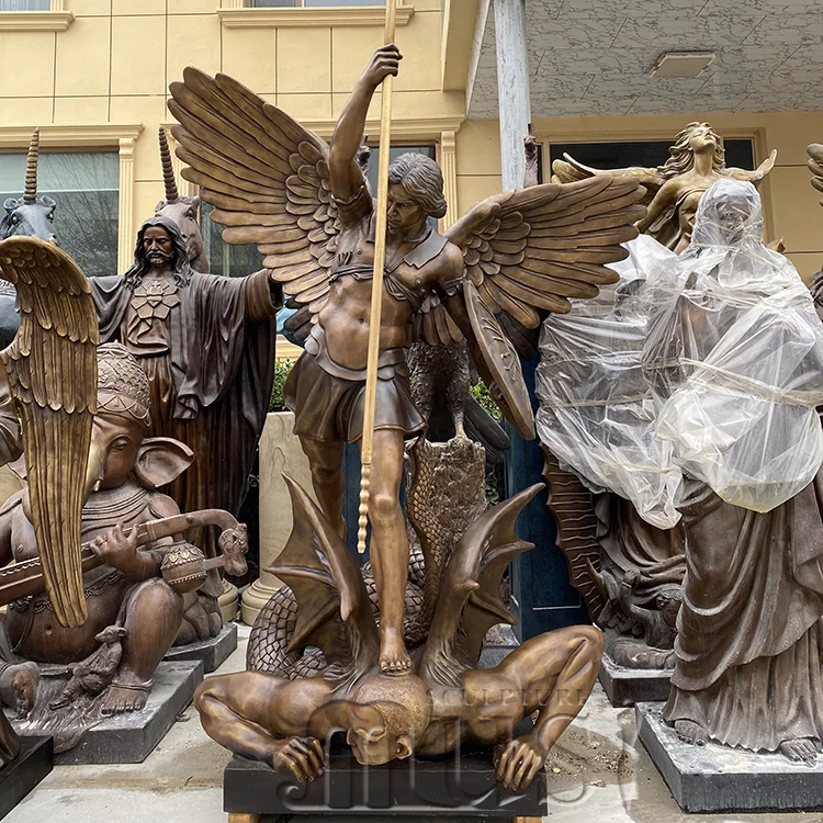 MUSI Modern Garden Life Size Bronze Saint Michael Statue