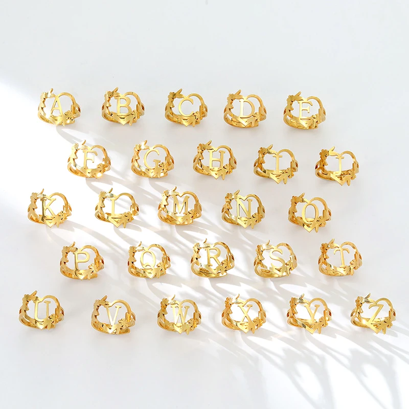 Luxury Statement Stainless Steel 18k Pvd Gold 26 English Letter Open ...