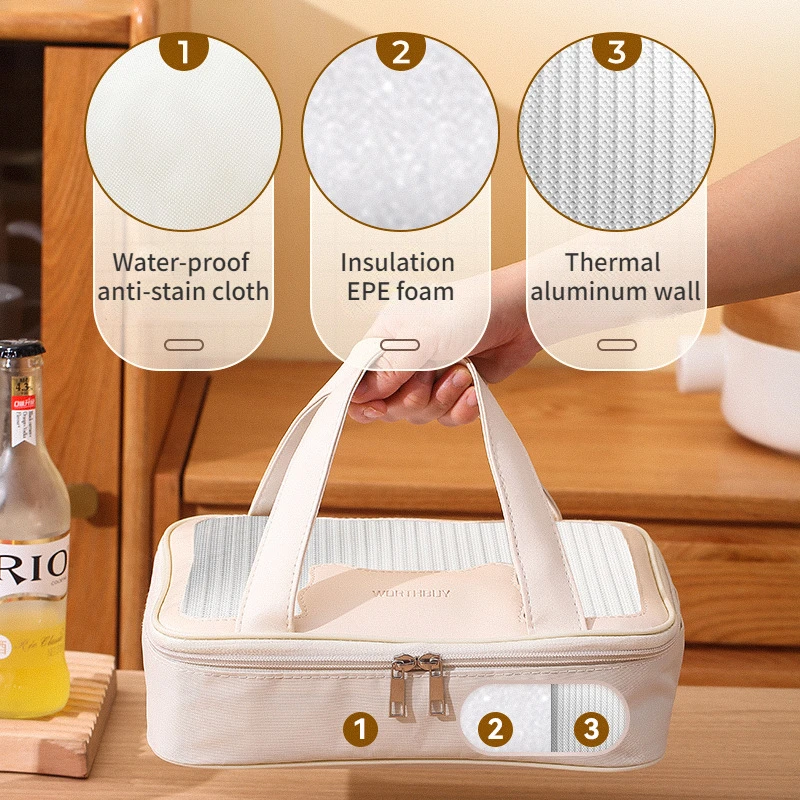 Insulated Lunch Box Cloth Bag Breakfast Bowl Food Jar Porridge Soup ...
