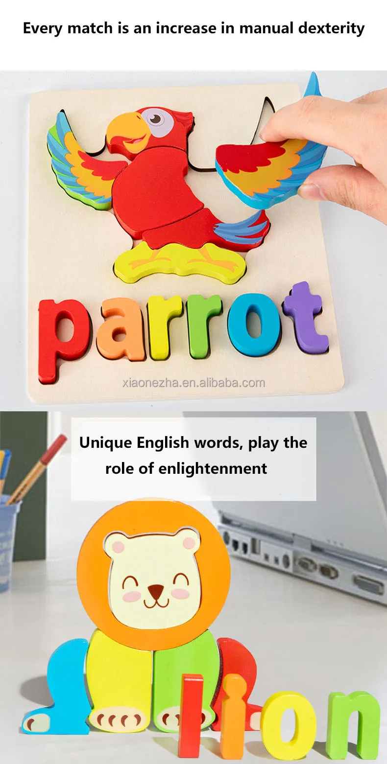 Wooden Board With Colorful Alphabet 3d Puzzle Kids Early Educational ...