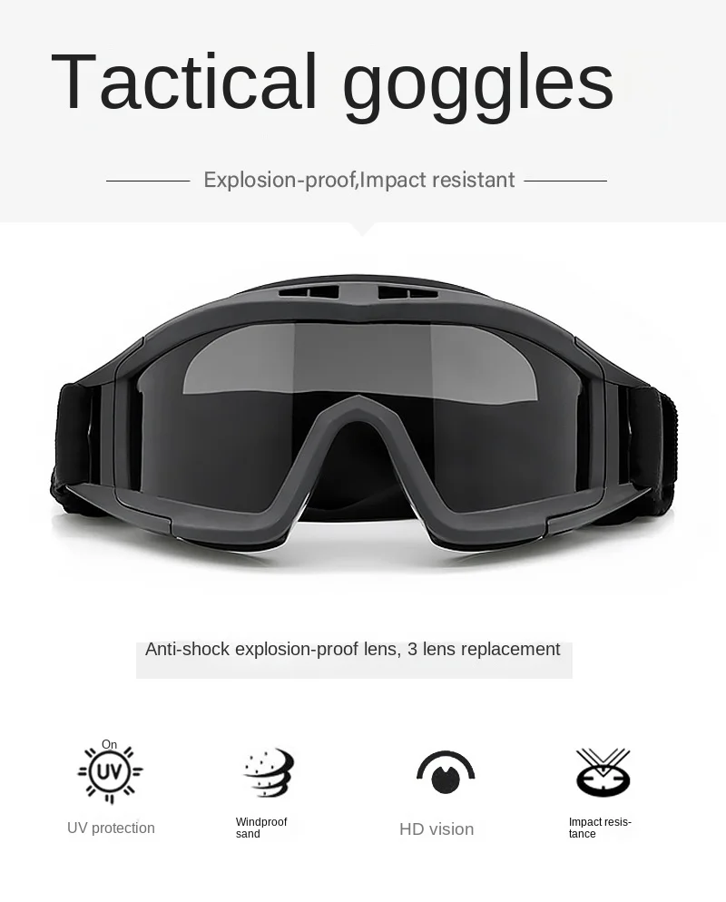 Dustproof Tactical Goggles Outdoor Shooting Goggles Impact Resistance ...