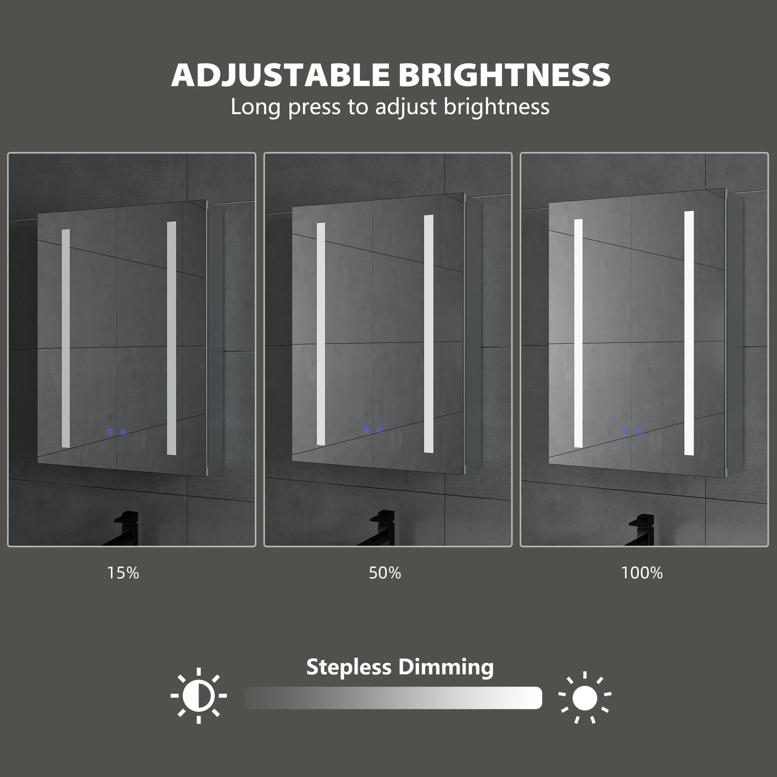 Adjustable Shelf Modern Wall Mounted Defogger Smart Vanity Led Medicine ...