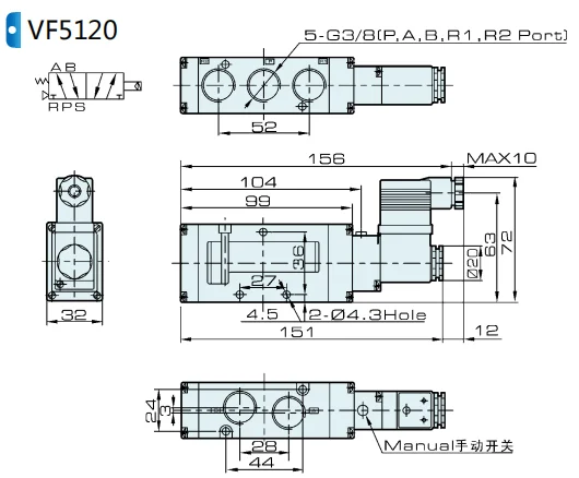 VF5120 5/2 Way Pneumatic Solenoid Valve - Reliable Performance