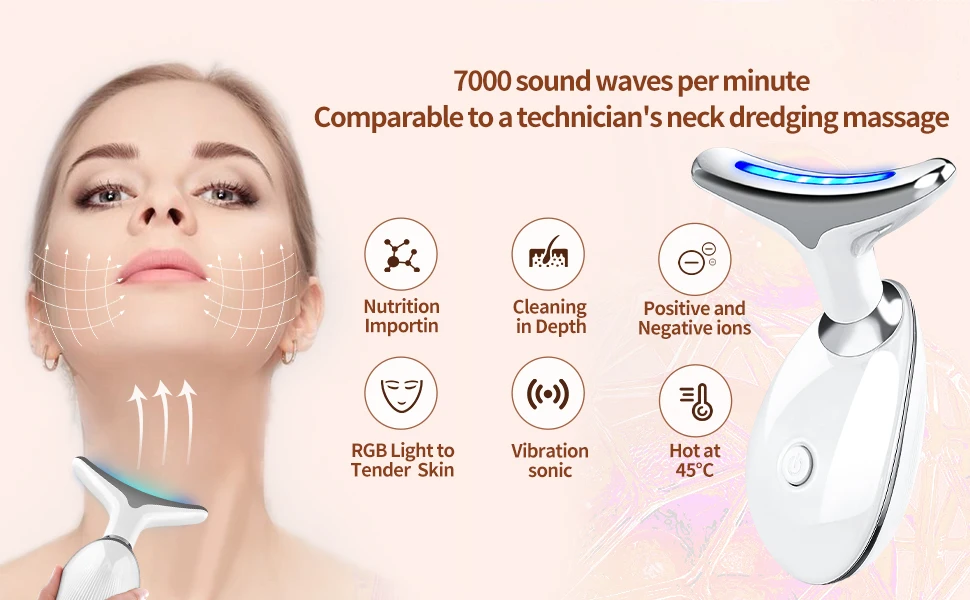 Custom Ems Face Neck Massager Double Chin Vibration Facial Tightening Anti Aging Anti Wrinkle