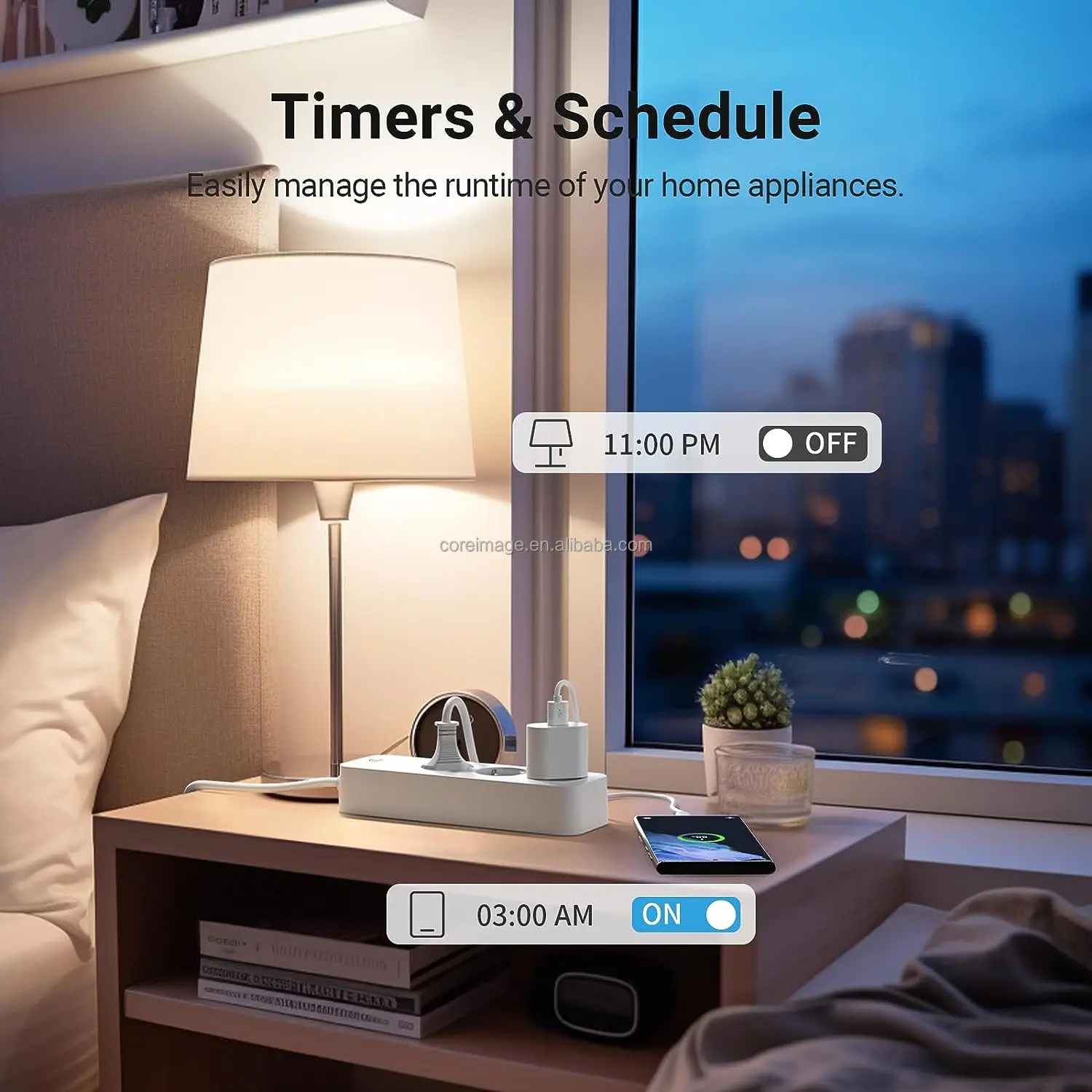 3ac Power Strip Eu 16a Timer Setting Multi Socket Wifi Connection Voice ...