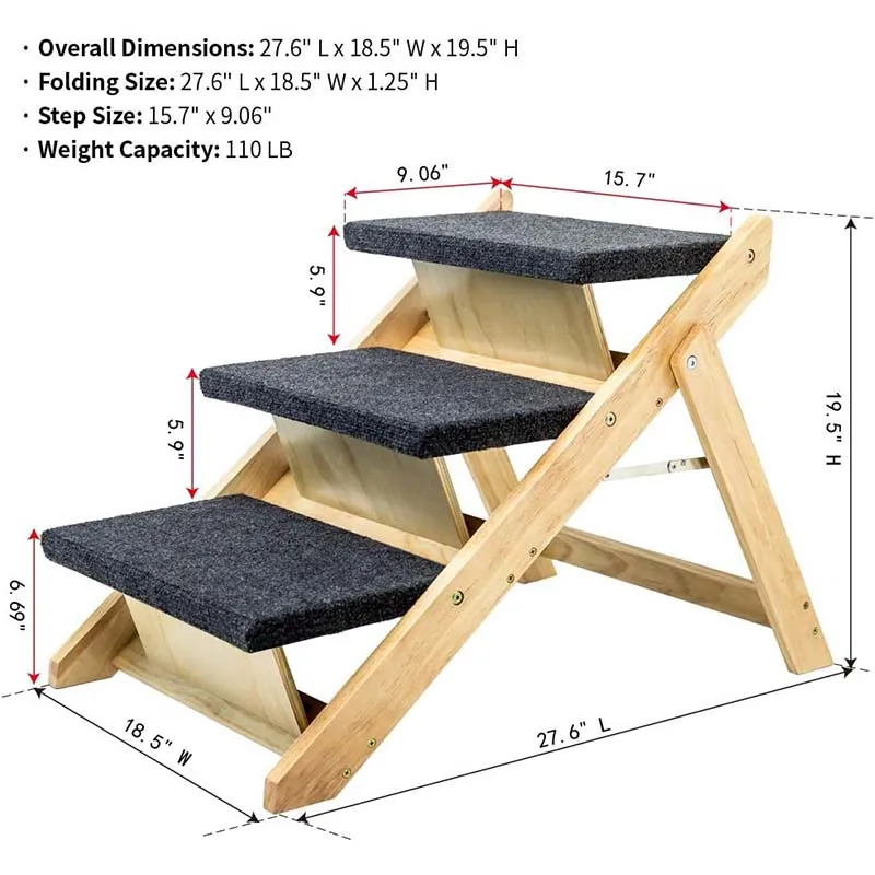 Factory Custom Wooden Three-story Dog Stairs Indoor Sofa Dog Stairs ...