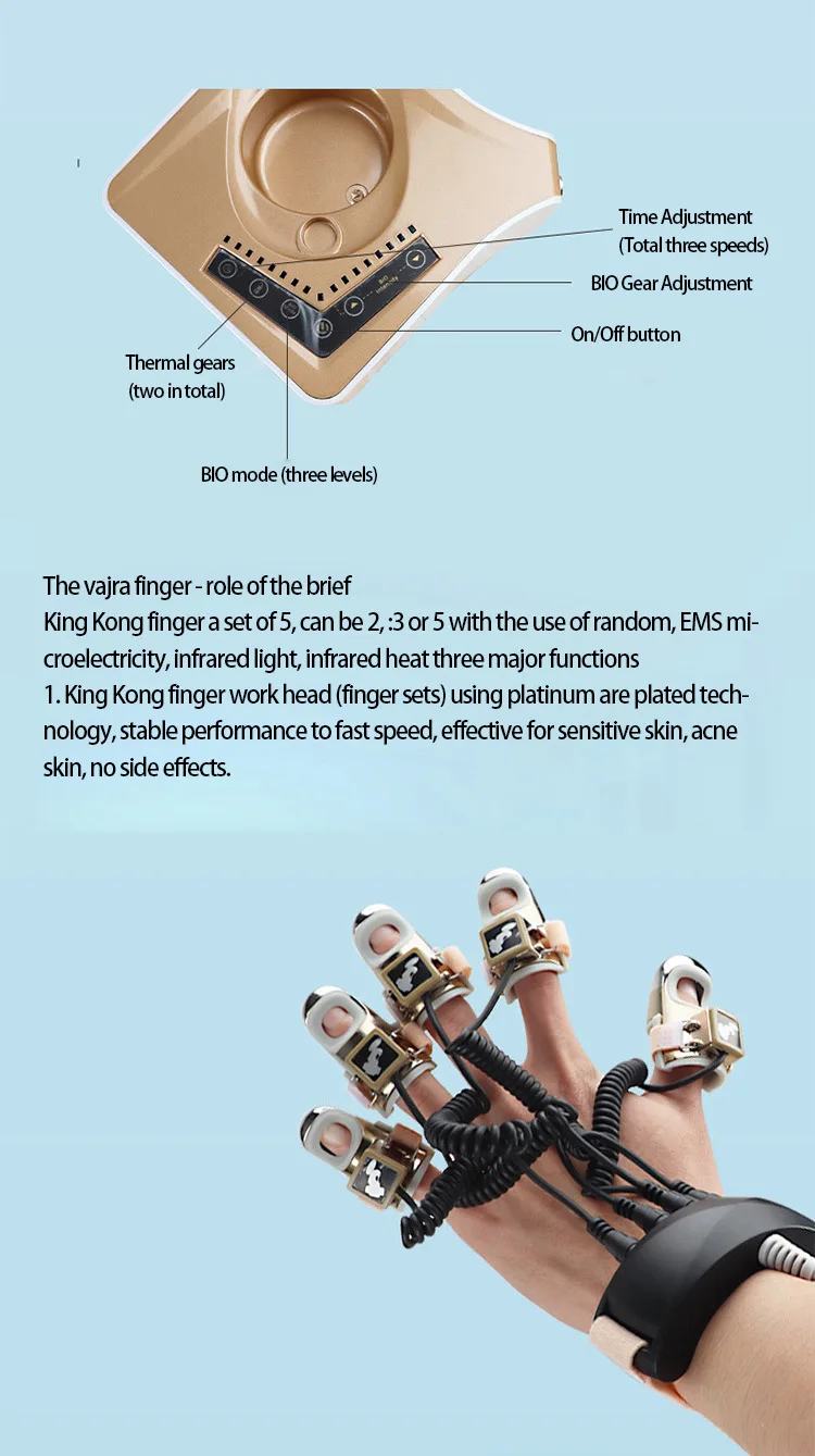 Pro Portable Energy Golden Finger Microcurrent Beauty Machine Face ...