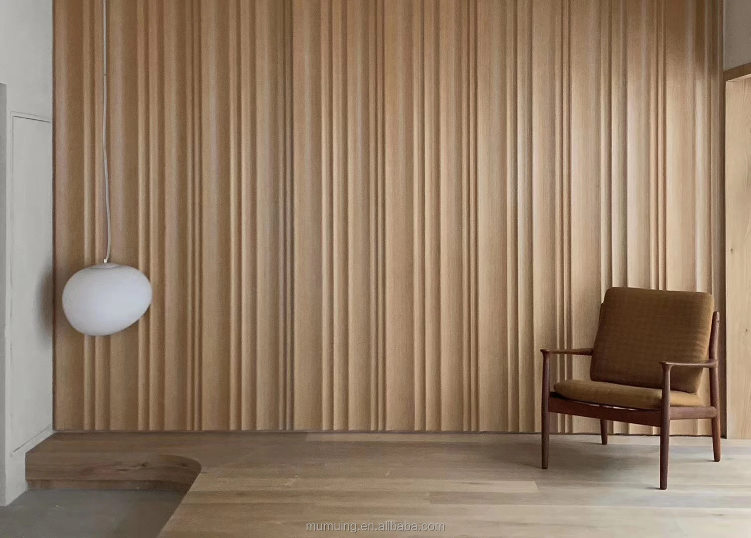 MUMU Wooden 3D Wave Solid Wood Wallboard Decorative Cladding