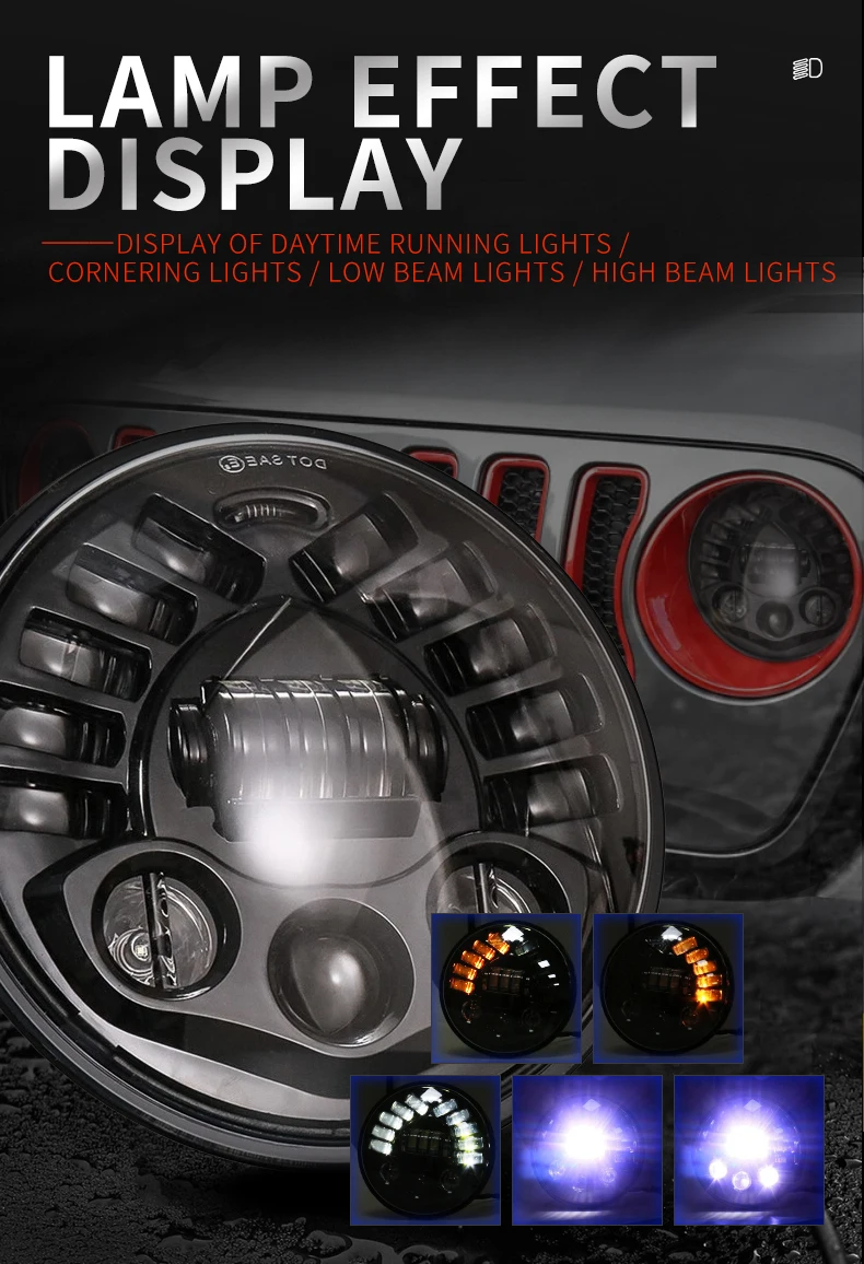 Seven Inch Lamp Round LED Headlight High Low Beam LED Car Light High ...