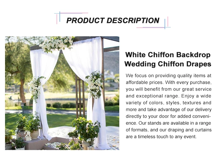 3Mx3M With Ties Chiffon Draping Backdrop Curtain for Aluminum Holder ...