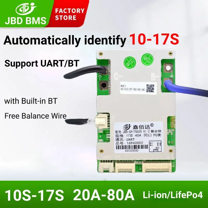 Bms Jbd Smart Li Ion 48 V 20a 13s/16s Lifepo 4 10s 36v 60a/80a Balanced ...