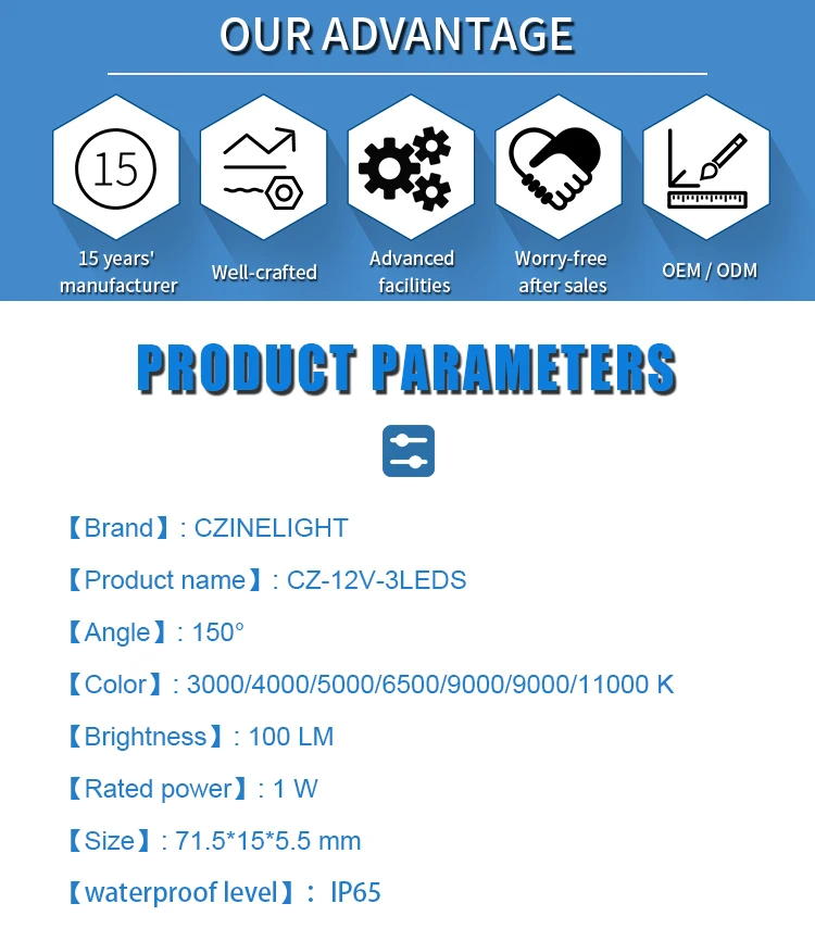 12V 1W 3 Led Module Modulo Led 2835 3000K 4000K 5000K 6500K 9000K 11000K for Advertisement ...