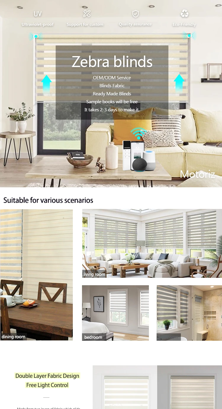 Smart Blinds Indoor Roll Curtains Cordless Window Shade Motorized ...