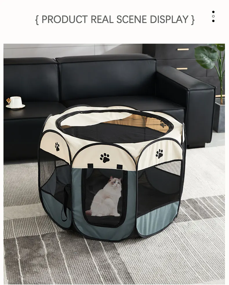 Pet Octagonal Cage - Foldable, Breathable, and Spacious