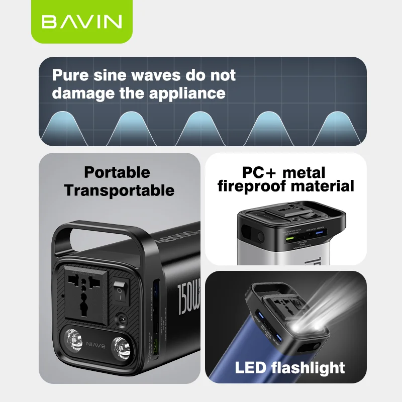 BAVIN PC021S - 150W Portable Power Bank for Travel & Fast Charging