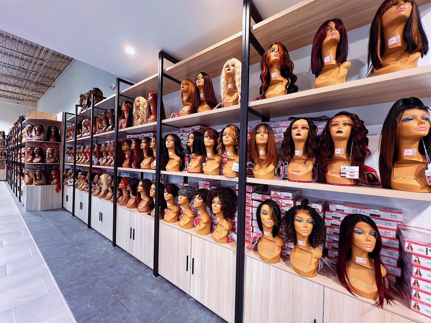 Wooden Wigs Retail Displays Cabinet Hair Extension Display Shelf Custom ...