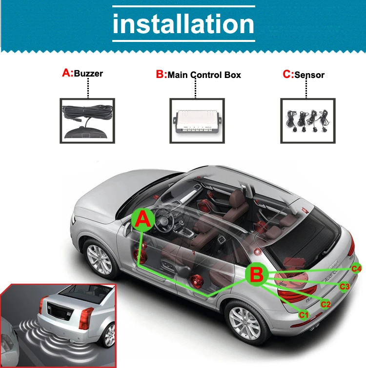Car Parking Sensor Kit Reverse Car Parking Sensor Rear Front Parking ...