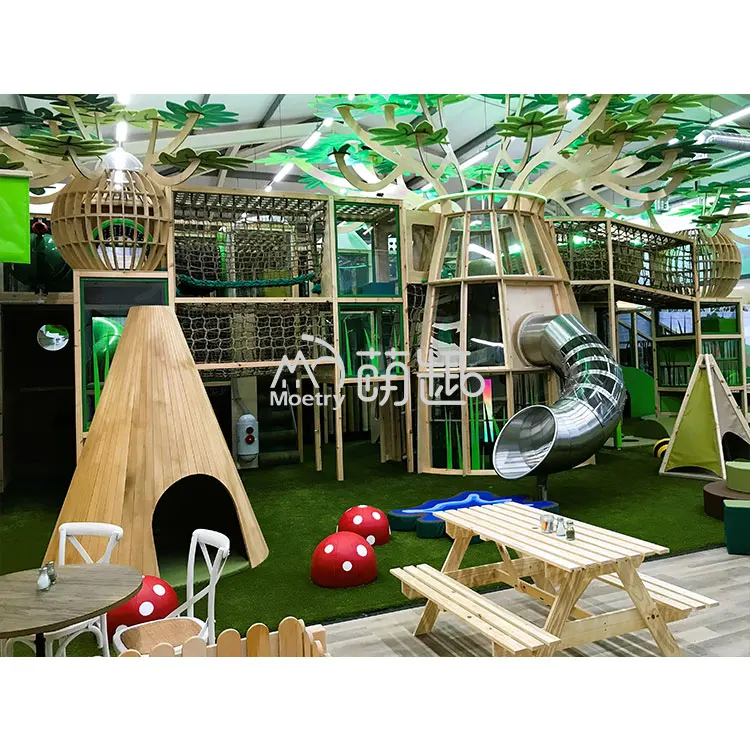 Moetry Treehouse Nature-Themed Indoor Playground with Stainless Steel ...