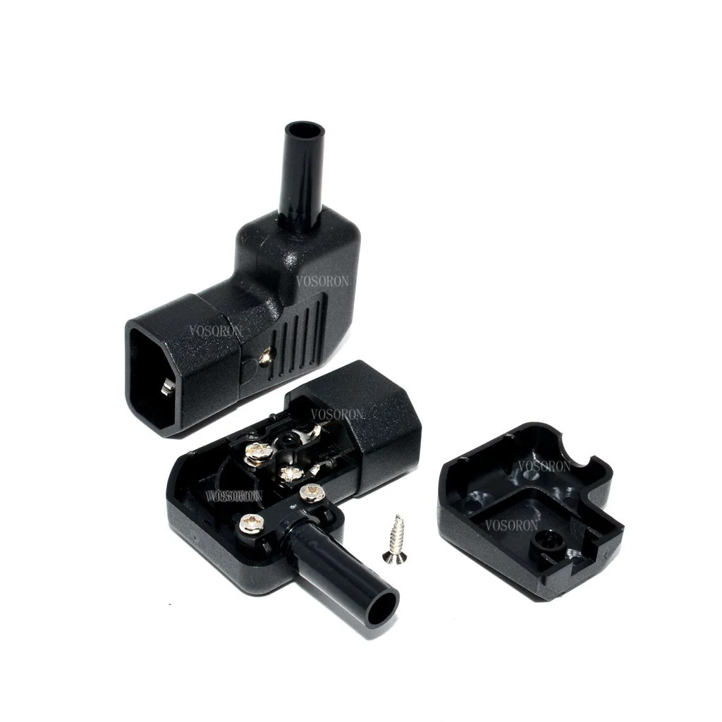 Iec C14 Right Angled Power Cord Connector,Iec 320 C14 90 Degree Male Plug Rewireable Power ...