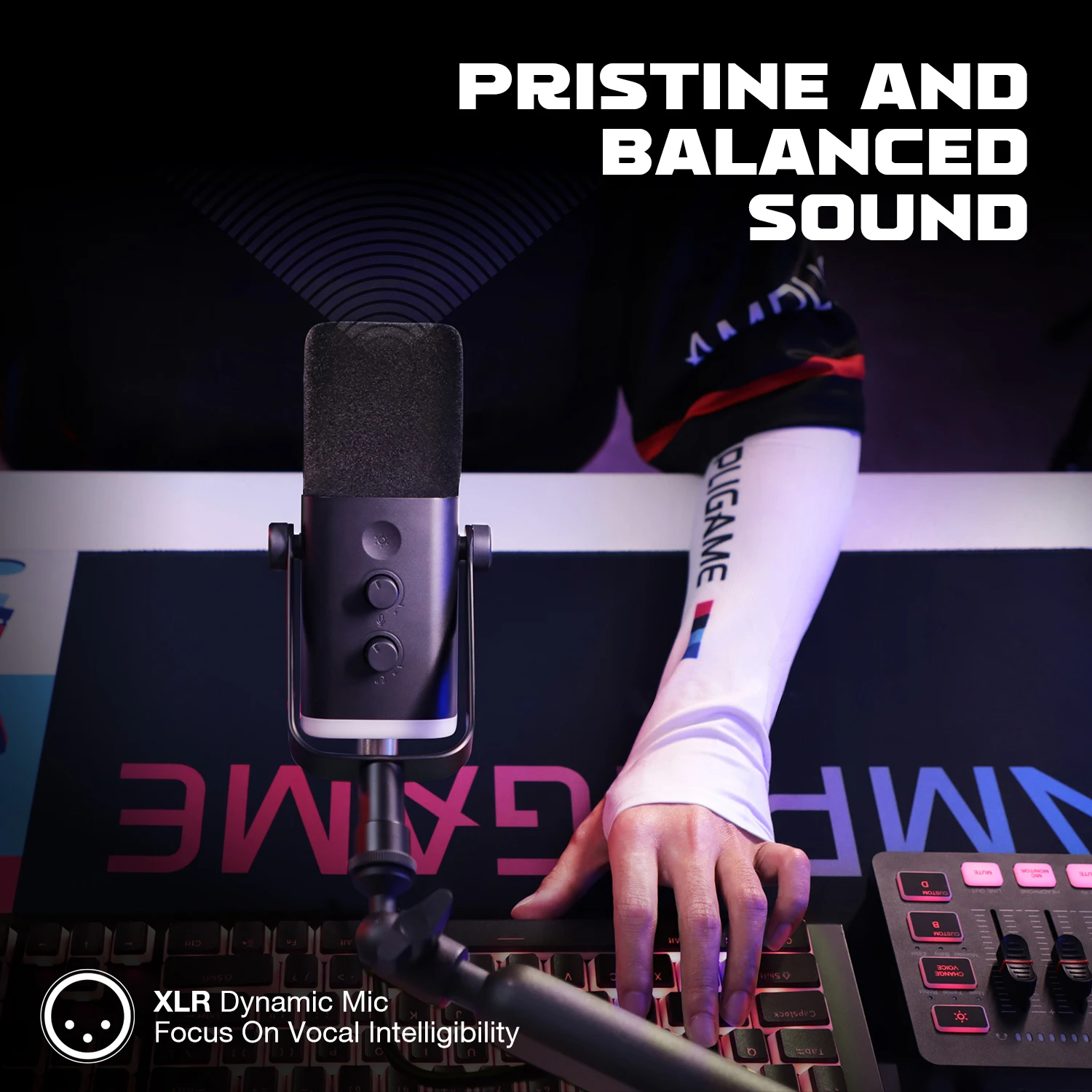 Fifine TAM8 USB Podcast Microphone - Dynamic & RGB Gaming Mic