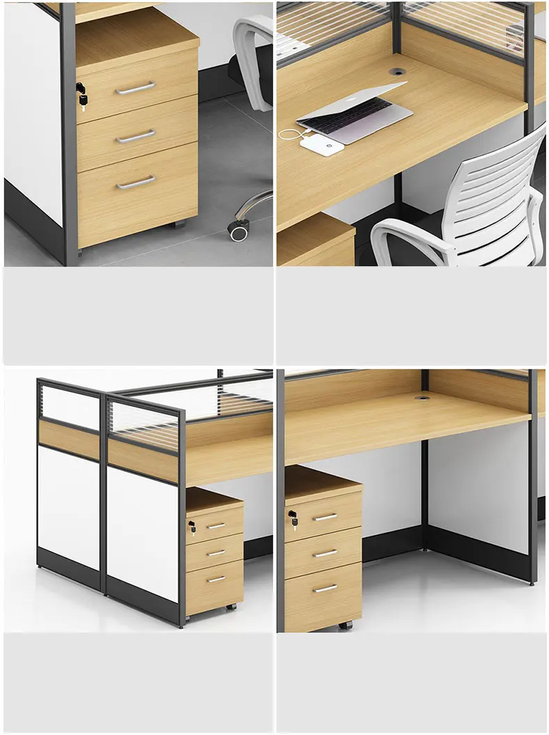 Modern Wood Office Desk 4 6 Person L Shape Modular Staff Office ...