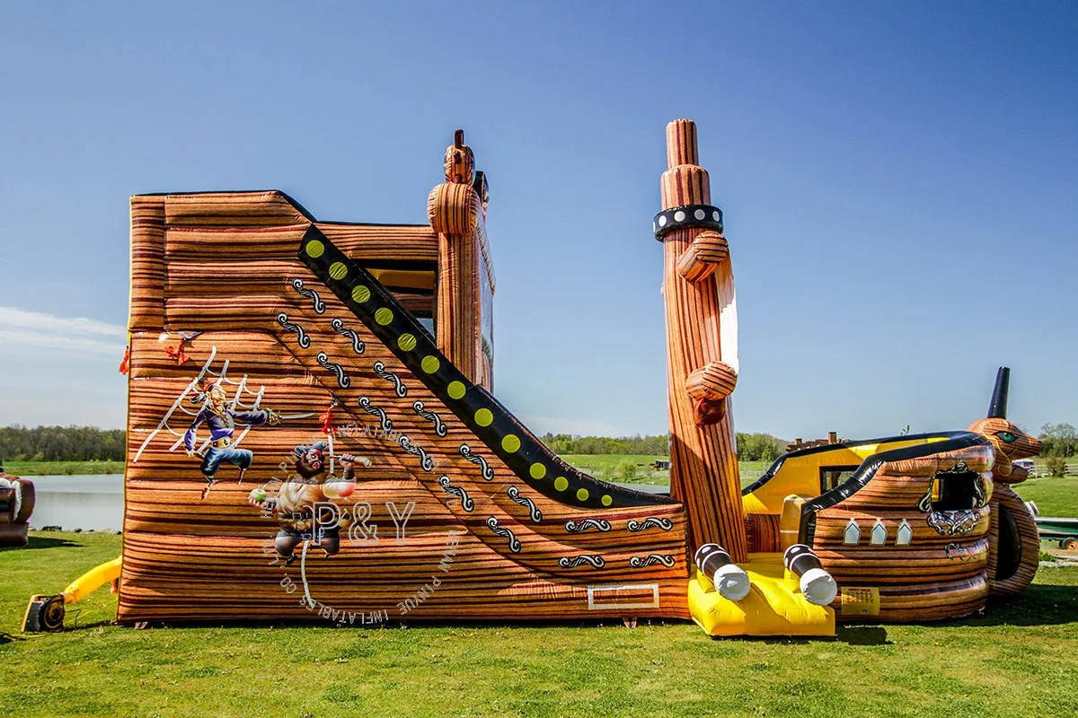 Commercial Inflatable Pirate Ship Water Slide for Kids