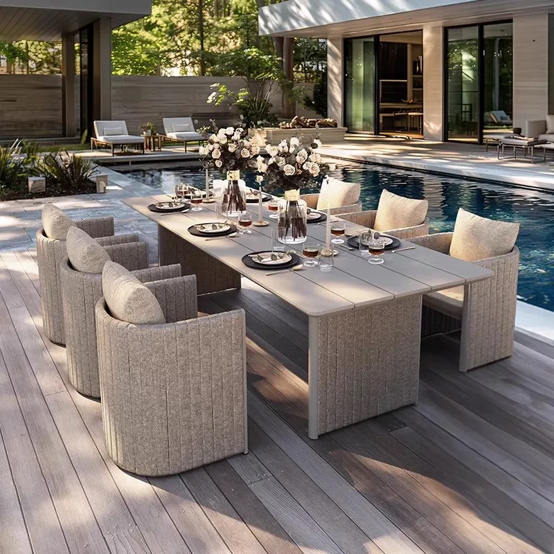 Aluminium Long Table Outdoor 12 Seat Dining Set Factory Customized ...